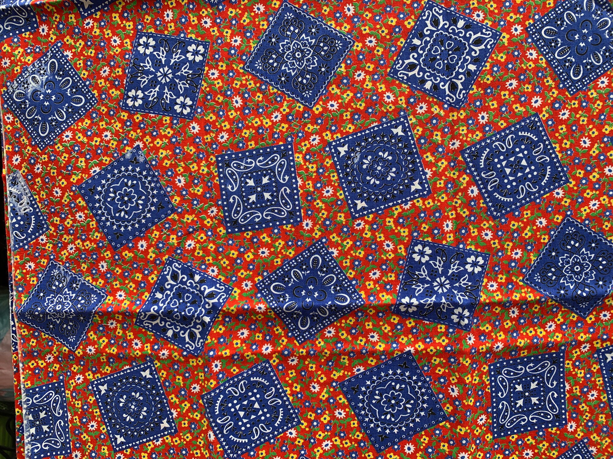 Vintage Calico and Bandana Print Cotton Fabric // 47x43 - Etsy