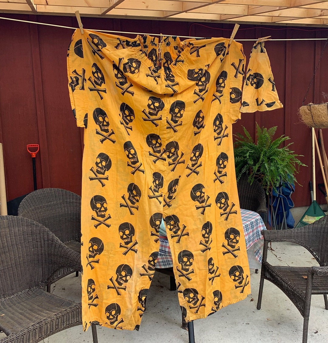 Antique Vintage 1920s Skull & Crossbones Halloween Costume Jumpsuit and ...