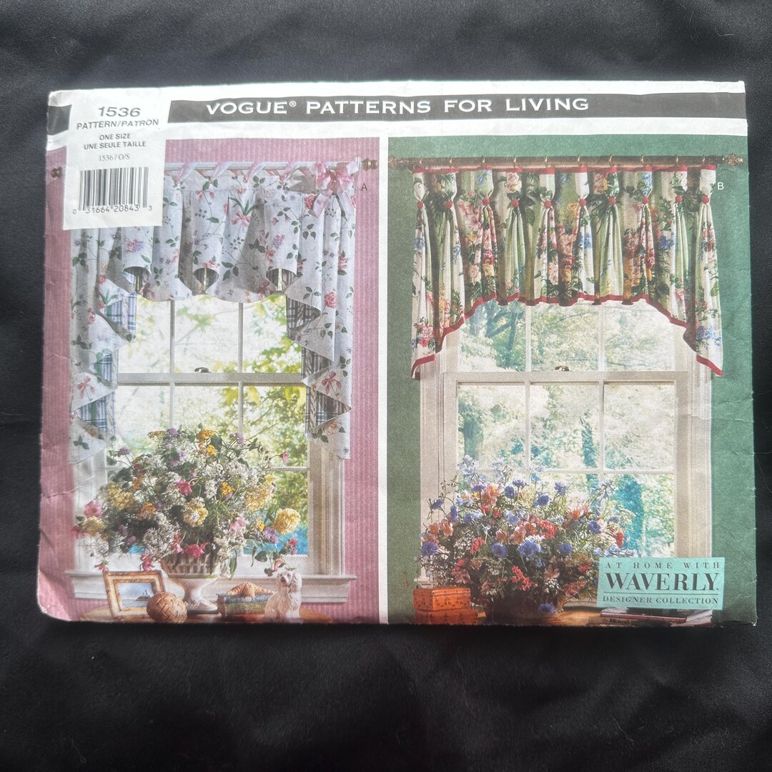 1990s Waverly Window Treatments Pattern // Vogue 1536 > 4 Different ...