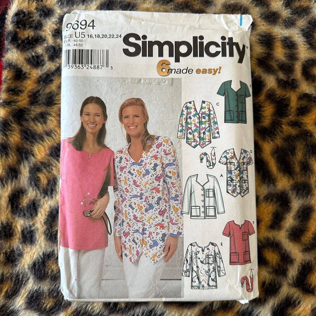 Misses' Scrubs Tops Pattern // Simplicity 9694 > Unused > Sizes 16-18 ...