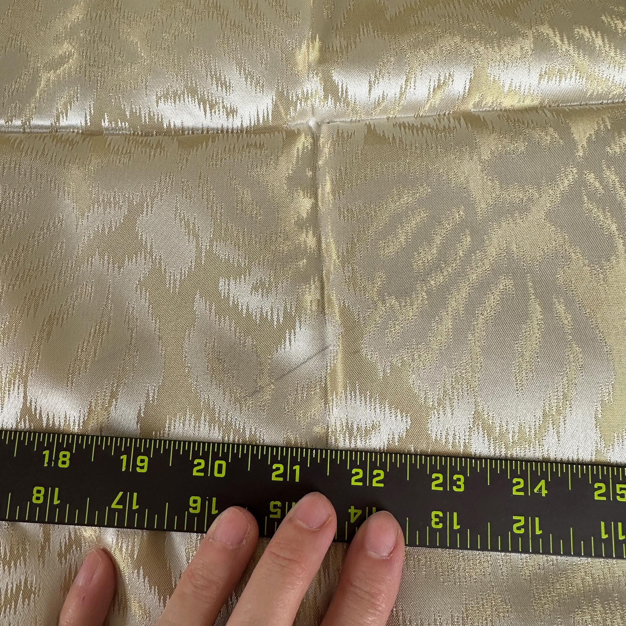 Vintage Mid-century Jacquard Fabric- Golden Yellow & Silvery White ...