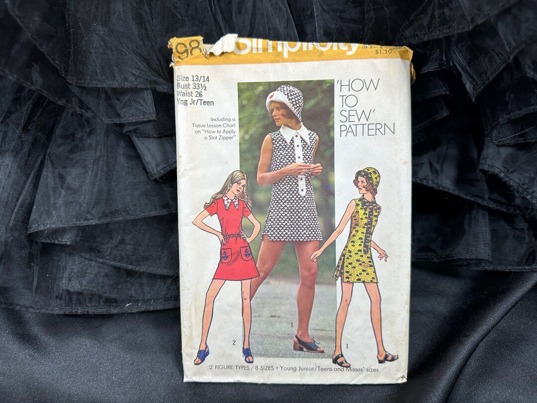 Vintage 1970s Mini-dress, Short Shorts & Hat Pattern // Simplicity 9881 ...