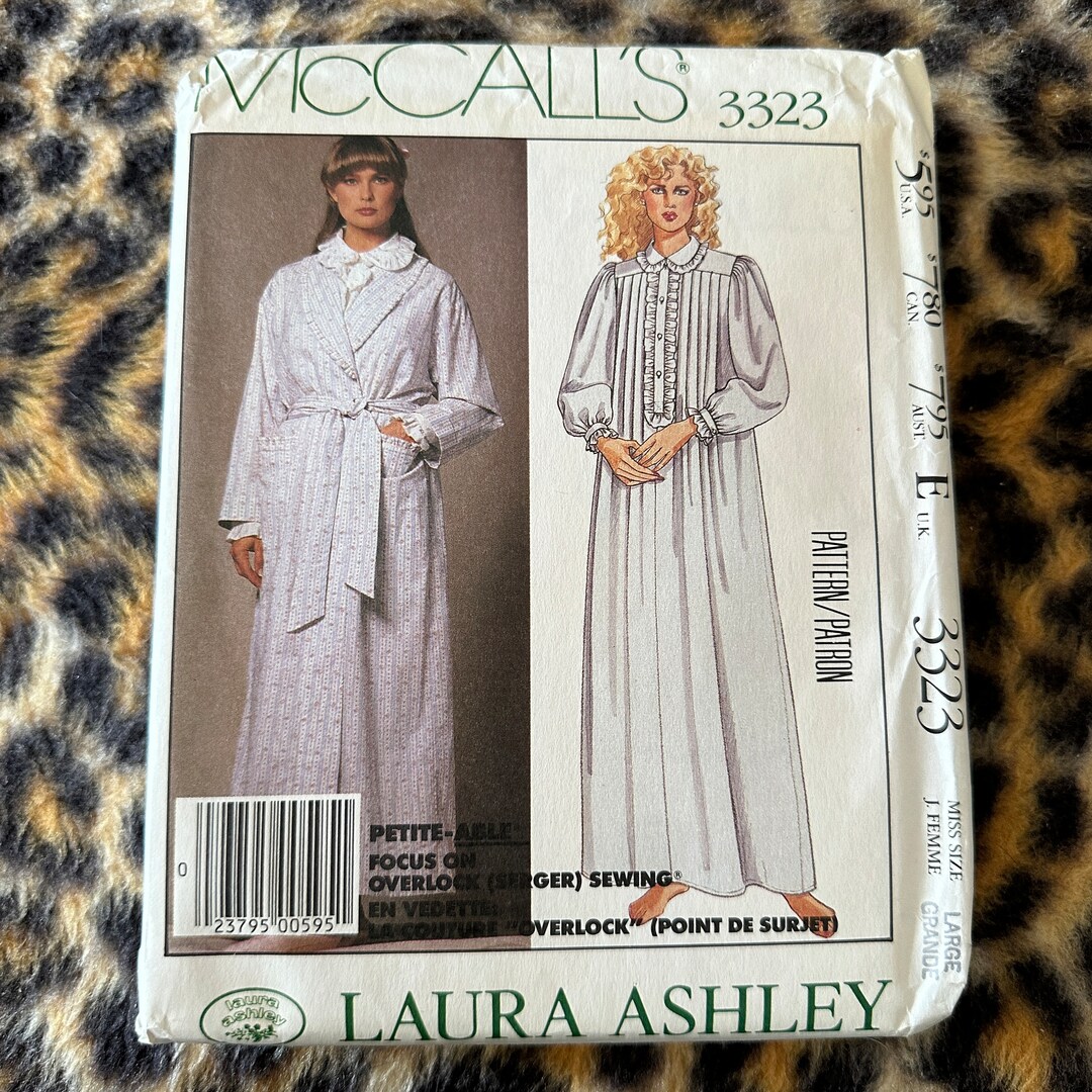 1980s Laura Ashley Robe, Tie Belt & Nightgown Pattern // Mccall's 3323 ...