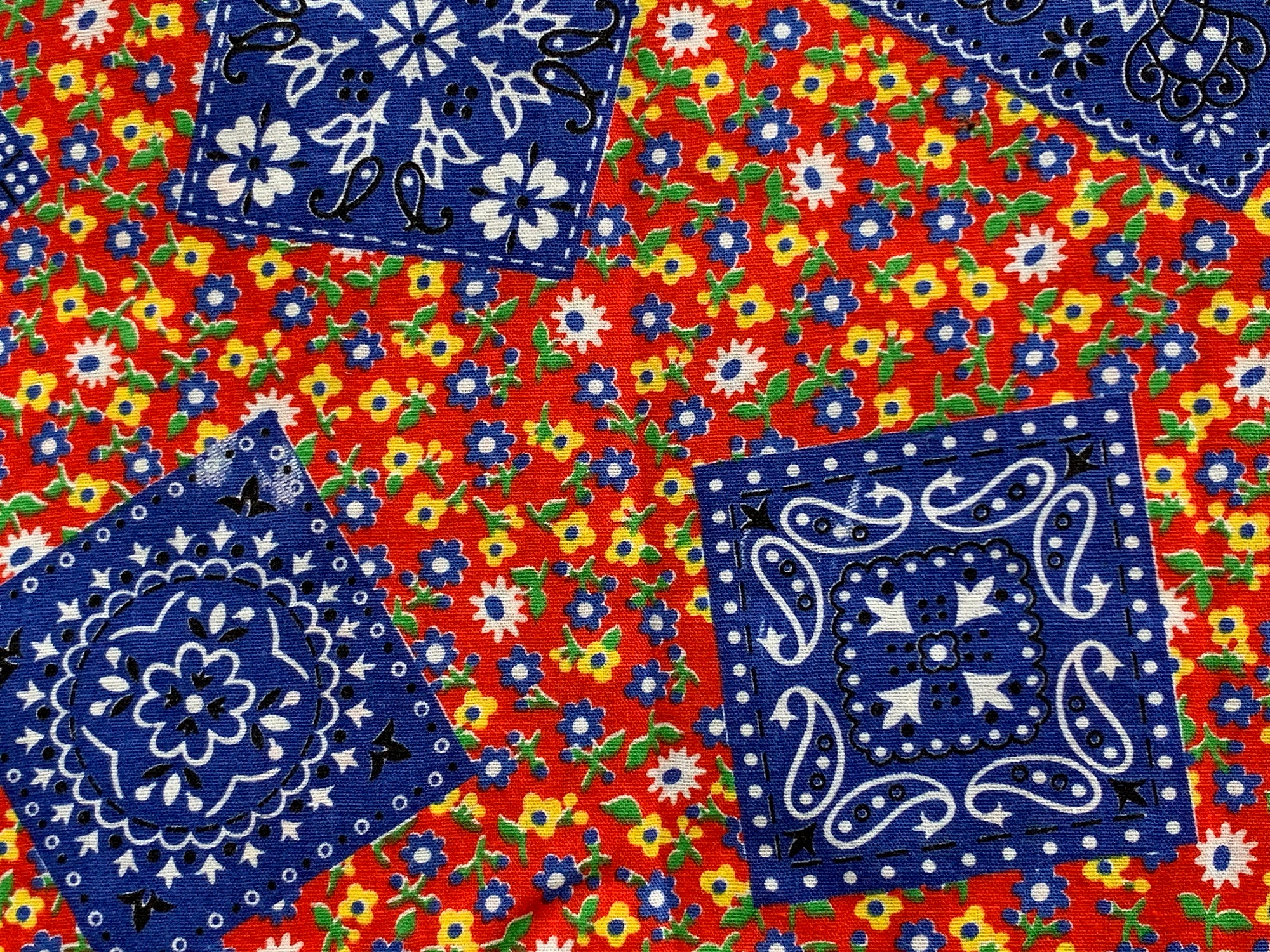 Vintage Calico and Bandana Print Cotton Fabric // 47x43 | Etsy