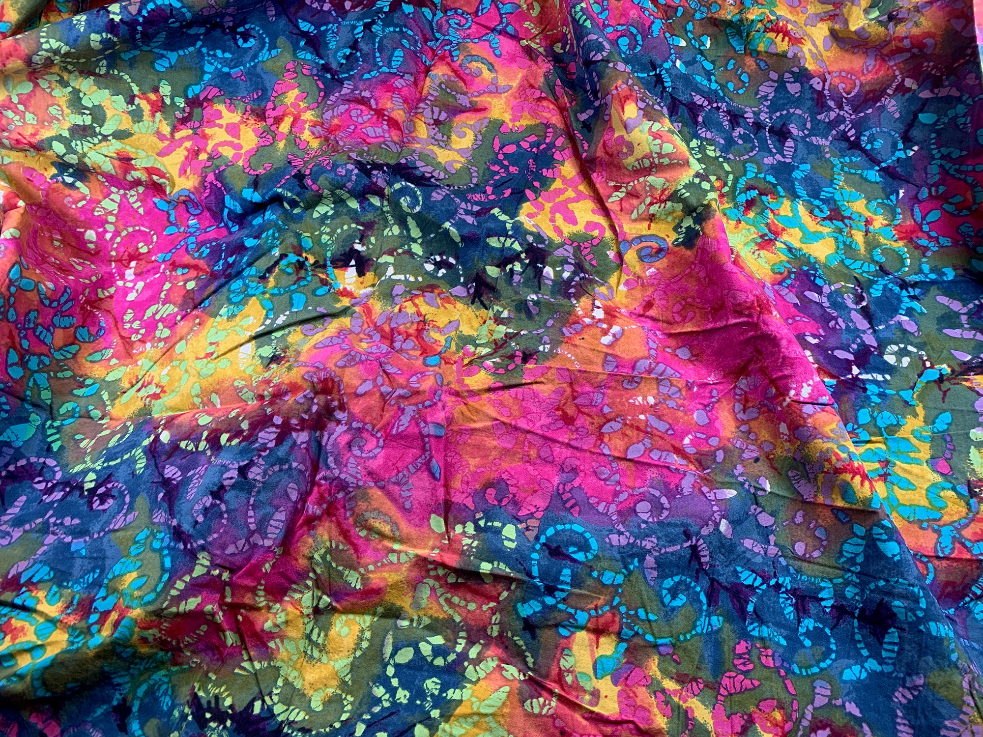 Jewel Tone Rainbow Batik Cotton Fabric // 98x47 2.5 Yd - Etsy