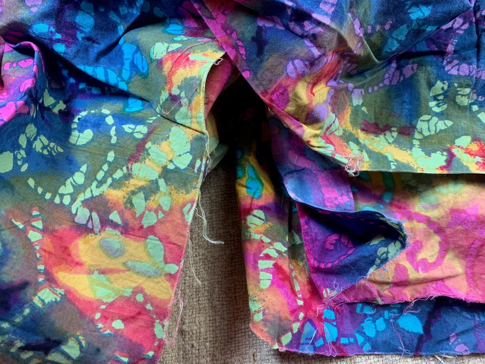 Jewel Tone Rainbow Batik Cotton Fabric // 98x47 2.5 Yd - Etsy