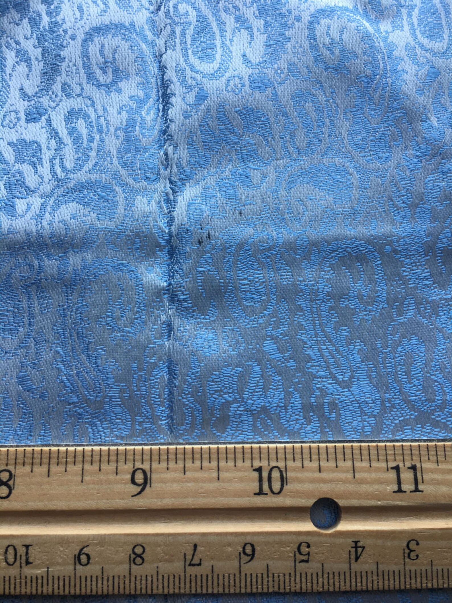 Vintage Blue & Silver Jacquard Silk Fabric // 108x35.5 | Etsy