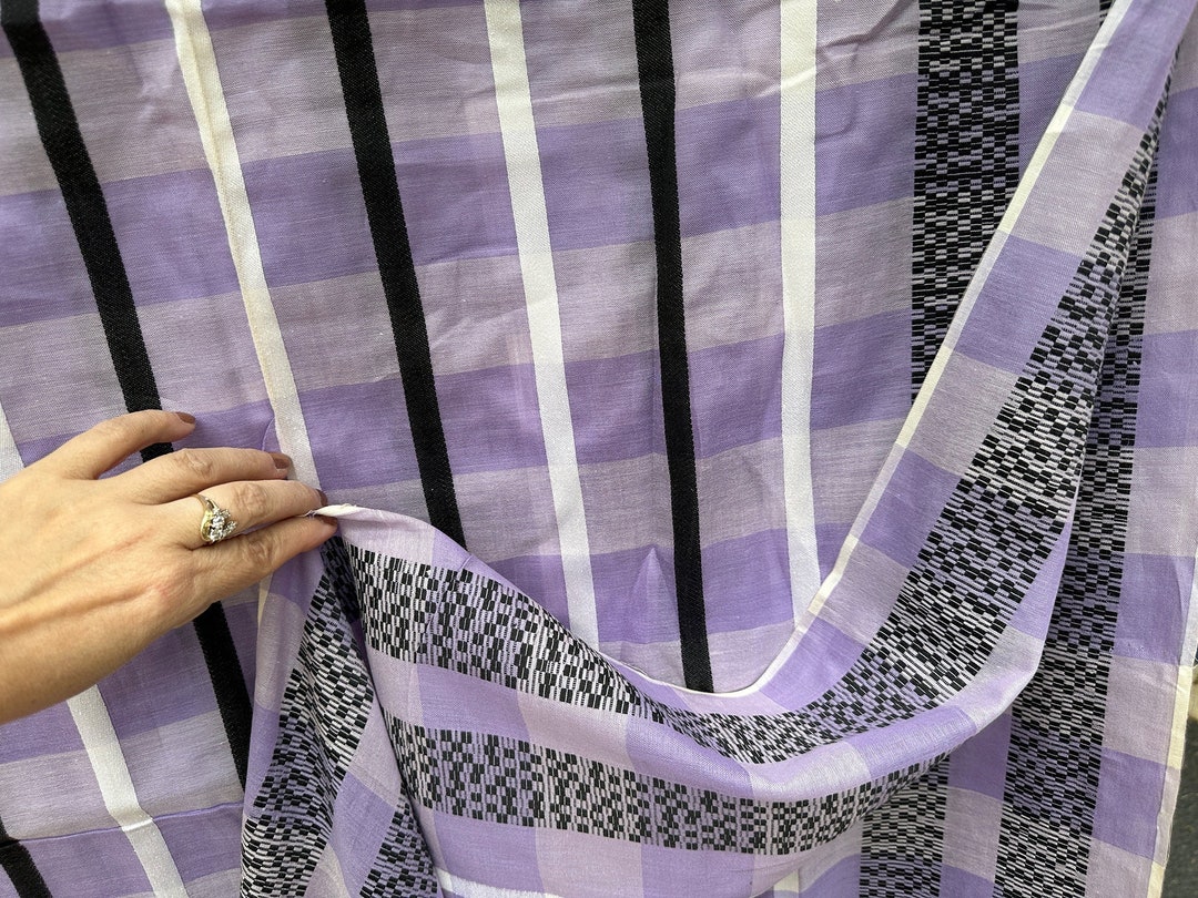 Vintage Woven Plaid & Stripe Border Fabric // 5 Yds Plus (194x34 ...