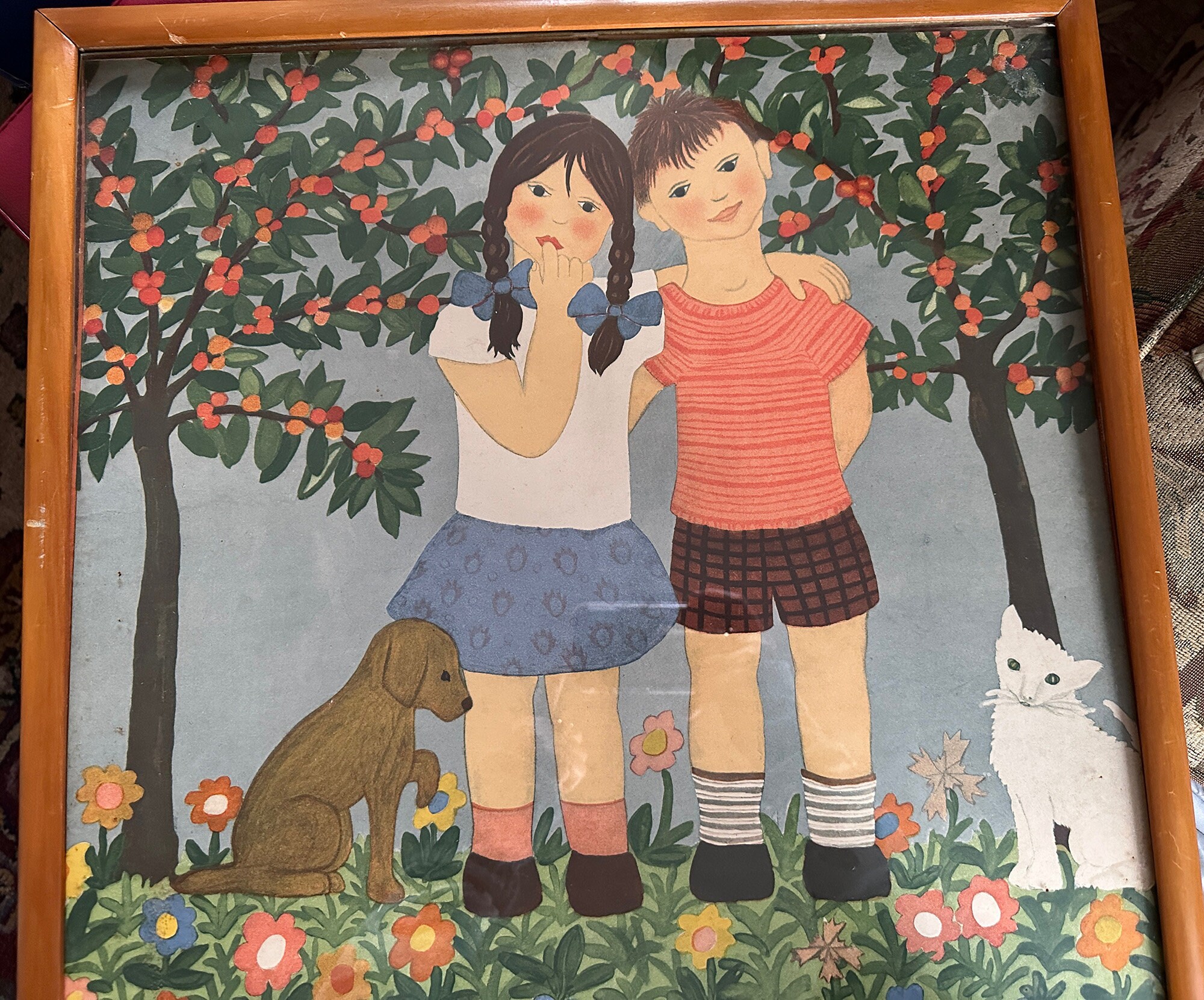 1920s Herta Breit Print- Girl & Boy Under Cherry Tree AKA Adam and Eve ...