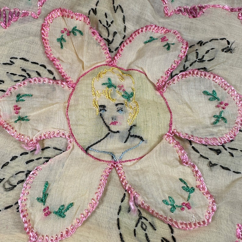 Vintage 1920s-1930s Sheer Embroidered Peach Batiste Boudoir Pillow ...