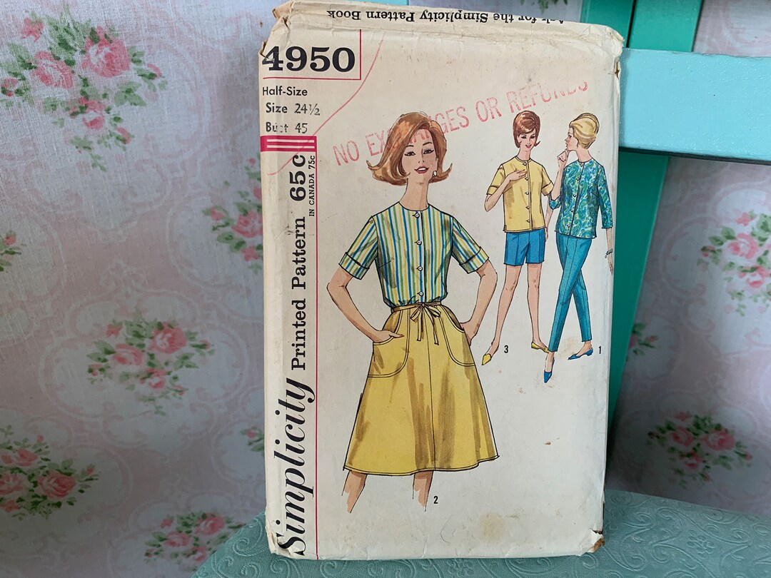 Vintage 1960s Blouse, Wrap Skirt and Cigarette Pants in Two Lengths ...