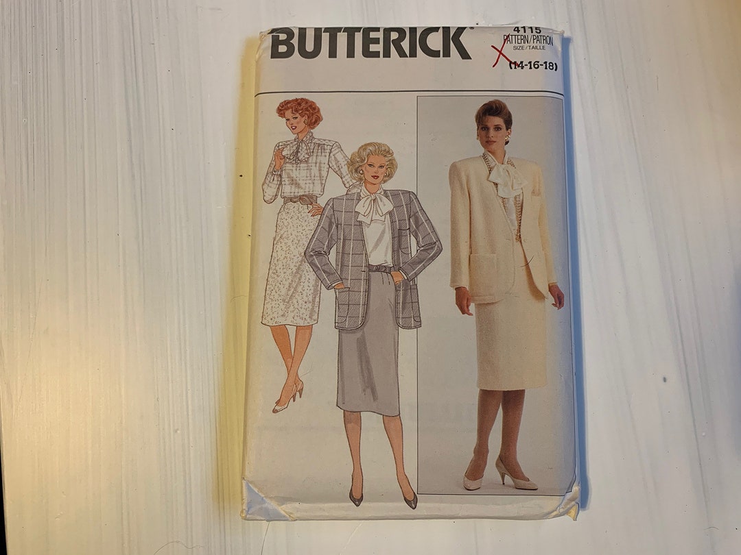Vintage 1980s Misses' Jacket, Skirt & Blouse Pattern // Butterick 4115 ...