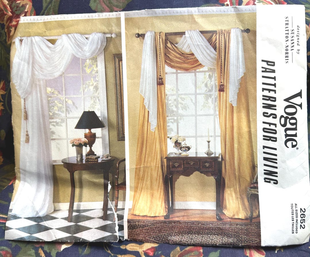 1990s Window Treatments Pattern // Vogue 2652 > Scarf, Draped Valances ...