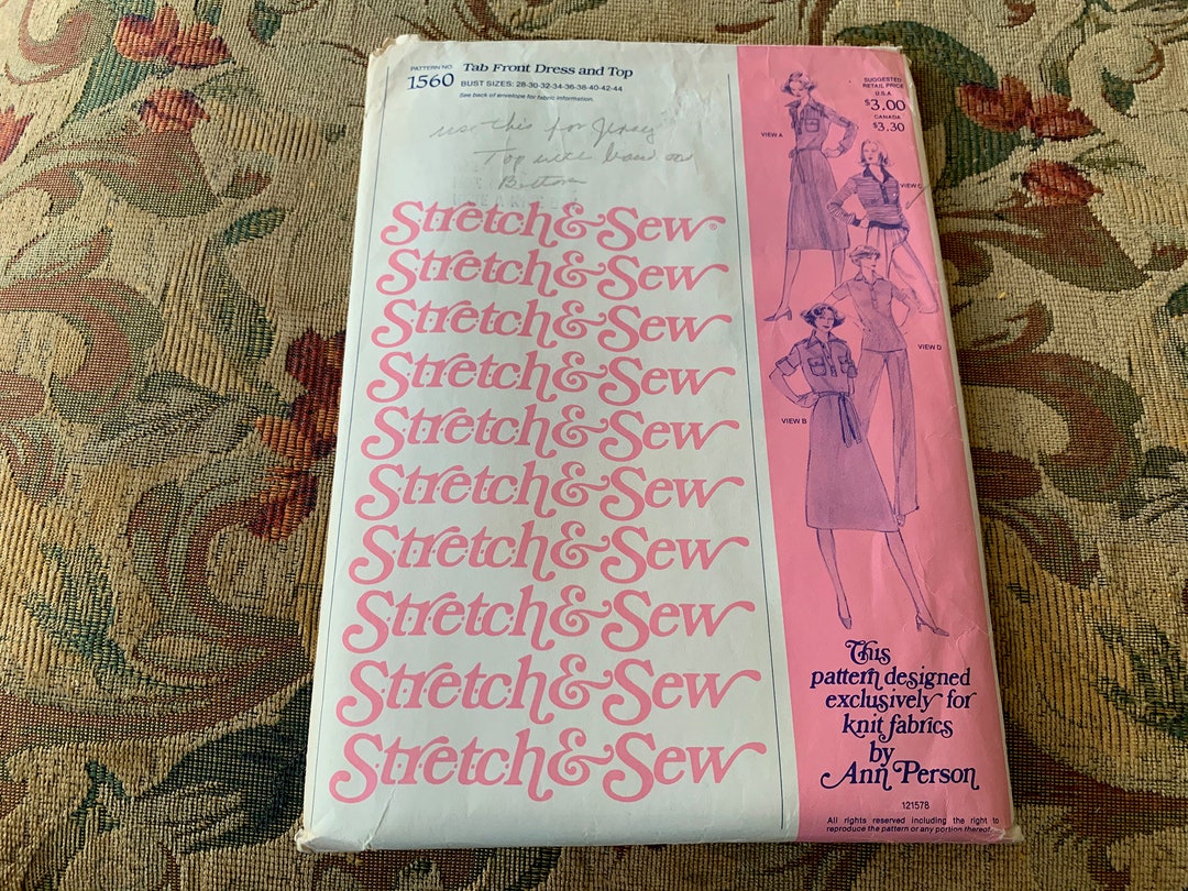 Vintage 1970s Tab Front Dress and Top Pattern by Ann Person // Stretch ...