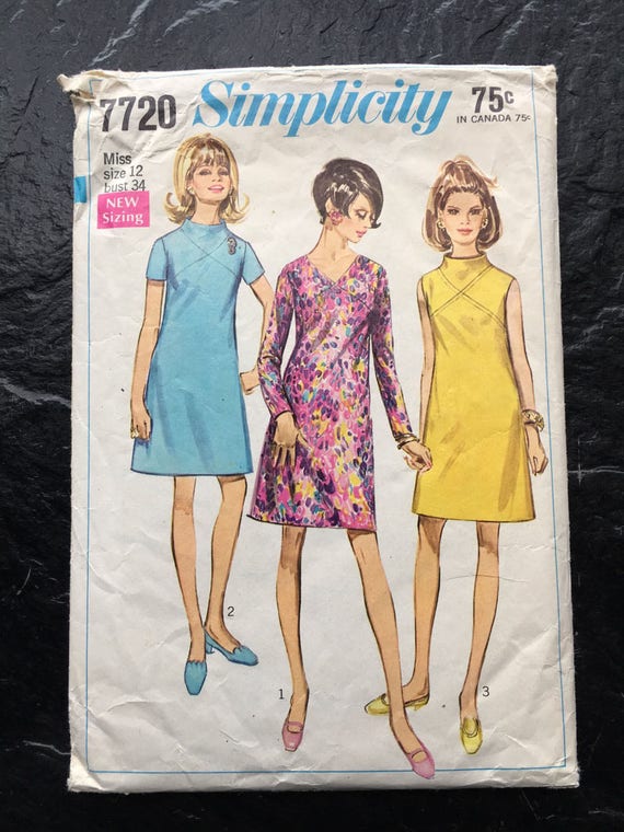 Vintage 1960s A-line Dress Pattern // Simplicity 7720 | Etsy