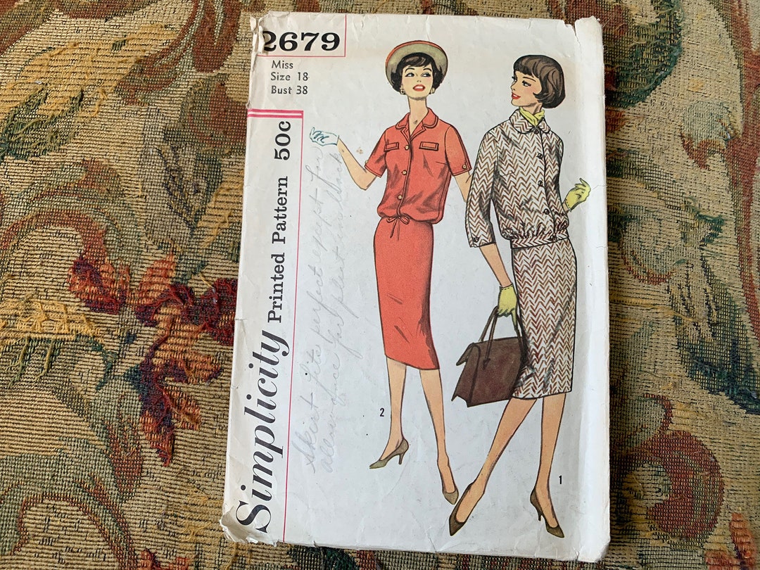 Vintage 1950s Two-piece Suit Dress Pattern // Simplicity 2679 > Size 18 ...