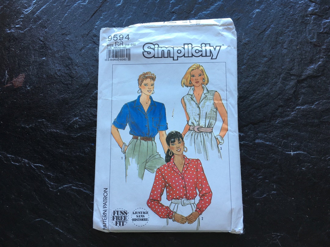 Vintage 1980s Shirt, Blouse Pattern // Simplicity 9594 > Sizes 14-16-18 ...