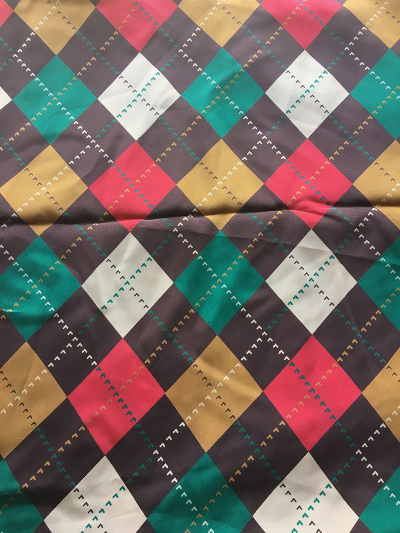 Vintage Argyle Fabric // 144x45", 4 Yards X 45" > Silky Chiffon- Browns ...