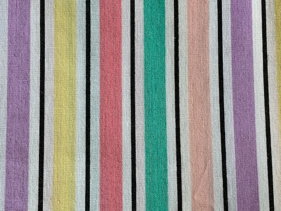 Vintage Pastel Rainbow Striped Cotton Fabric // 108x43 - Etsy