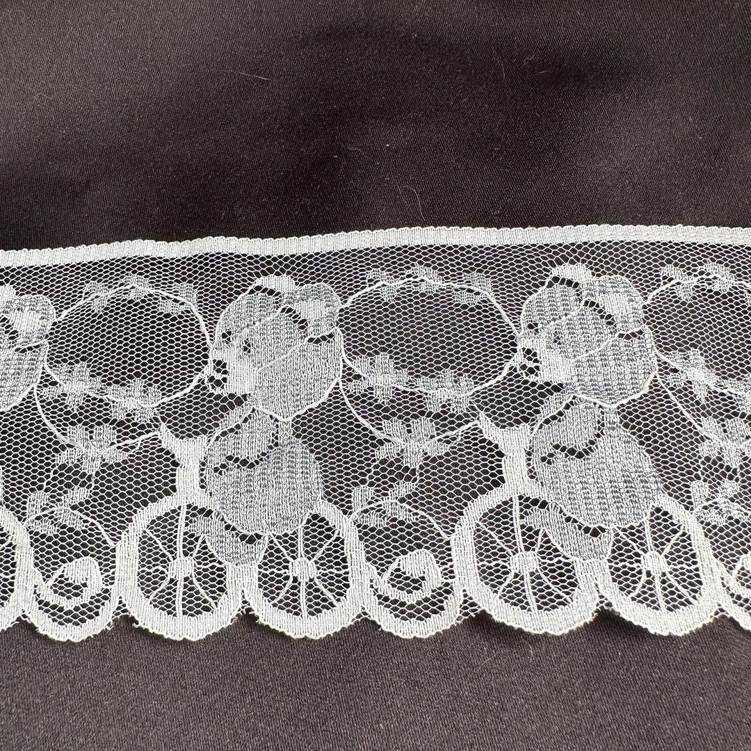 Super Cute Novelty Lace W/ Pale Blue Teddy Bears on Bikes // 112x3" (3 ...