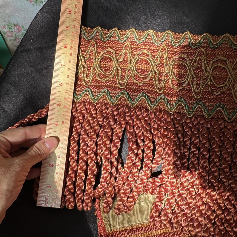 Antique Heavy Jacquard & Bullion Fringe Valance // 44x9" > Late ...