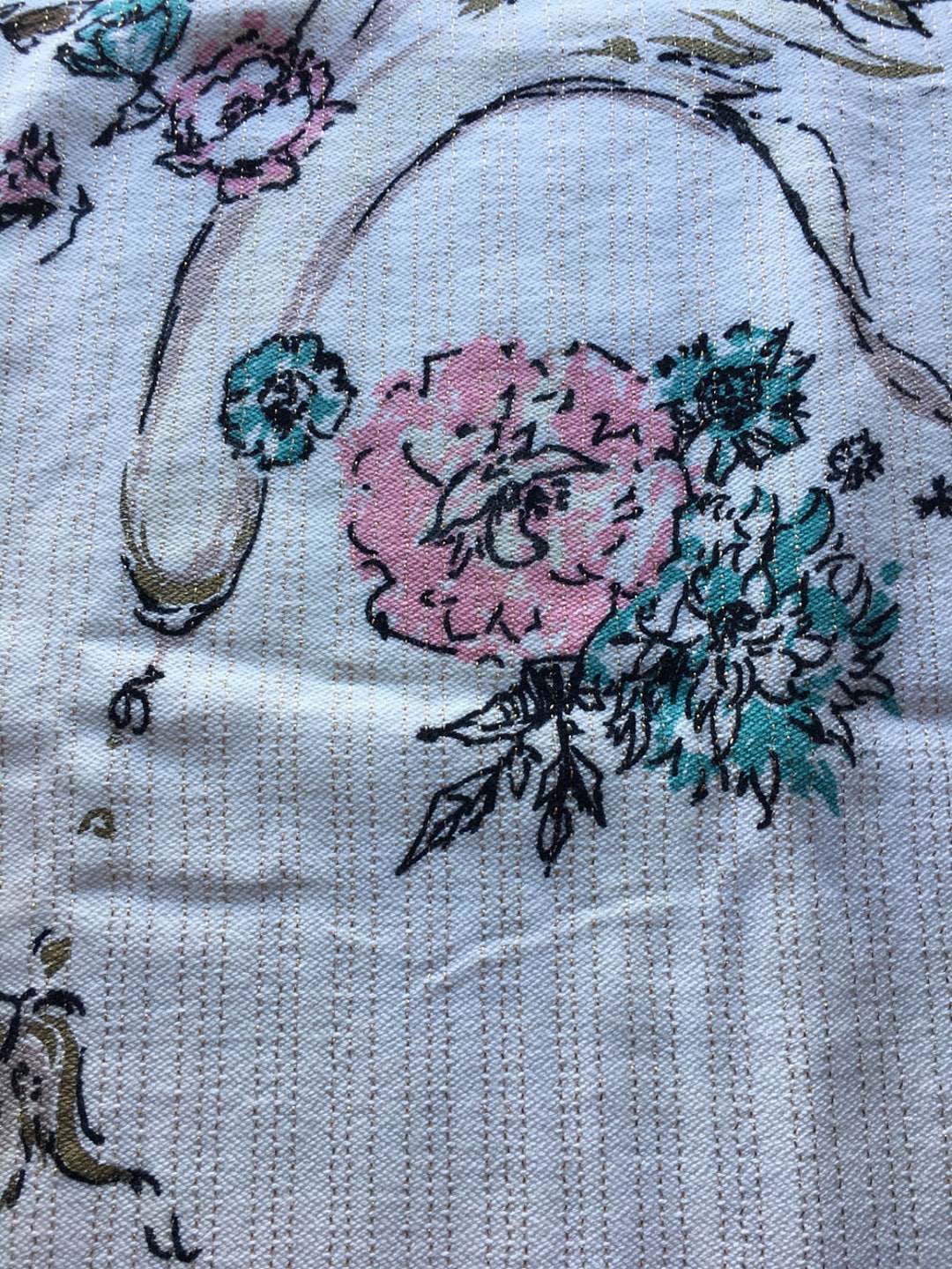 Vintage Mid-century regency Hand Print Fabric - Etsy