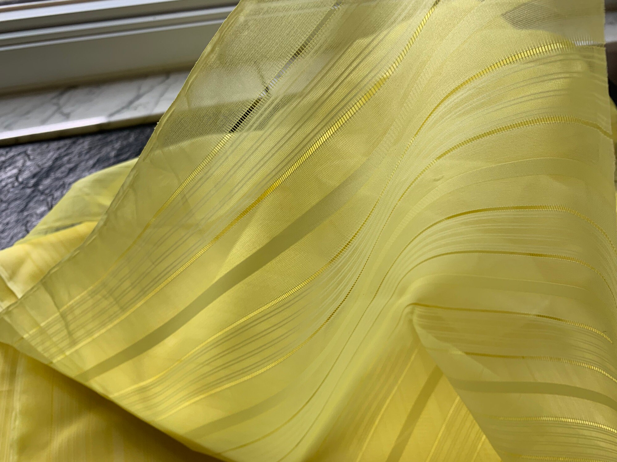 Vintage Sheer Yellow Dimity Striped Fabric // 36x47 BTY - Etsy