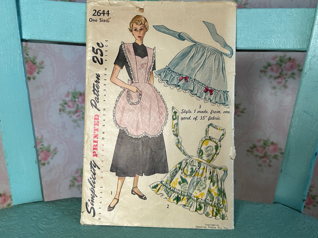 Vintage 1940s Full & Half Aprons Pattern // Simplicity 2644 > One Size ...