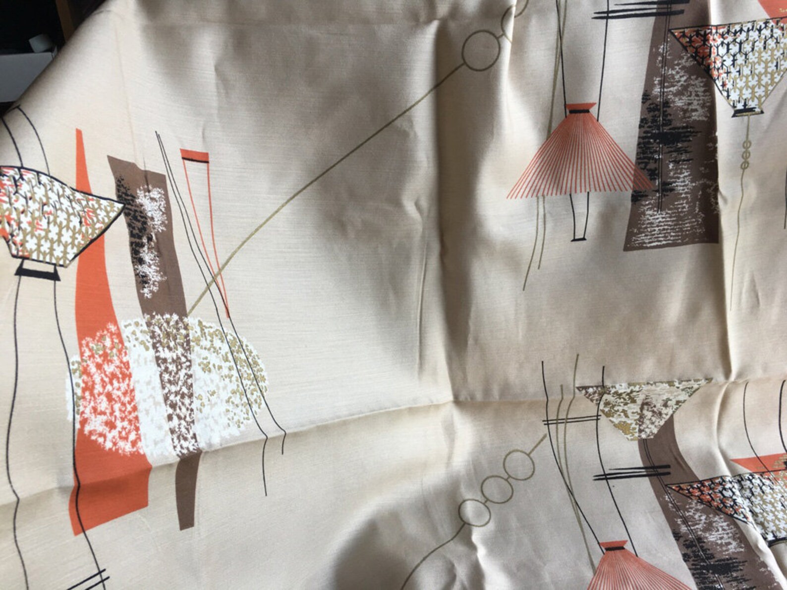 Vintage MCM Lamp Shade Print Decorator Fabric // 61x46 - Etsy