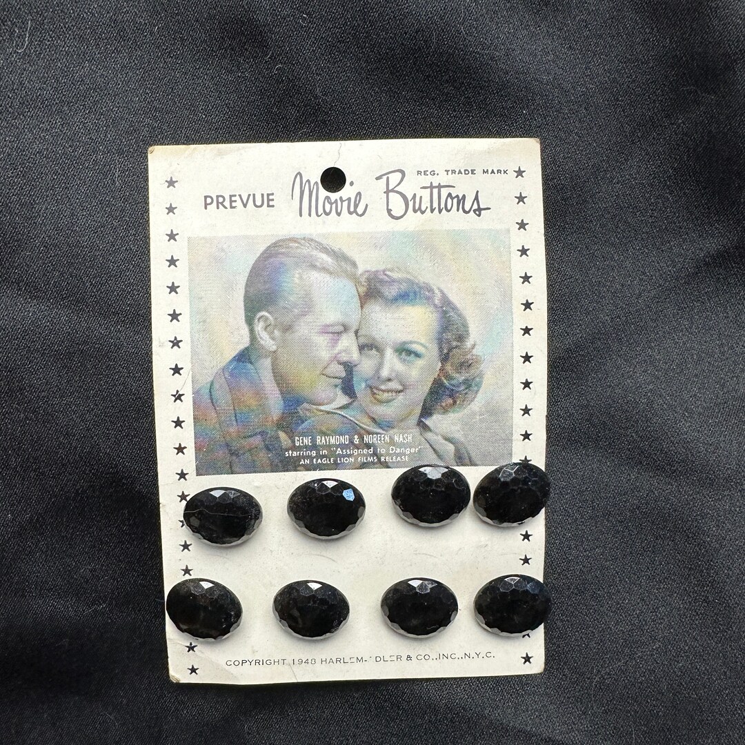 Vintage 1940s Prevue Movie Buttons Card- Gene Raymond & Noreen Nash ...