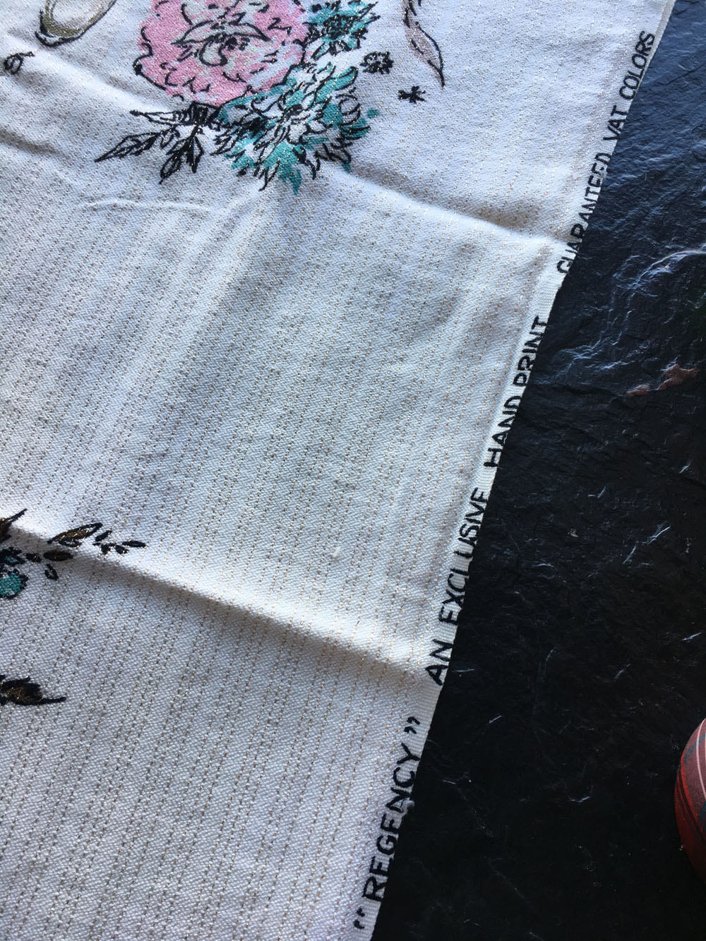 Vintage Mid-century regency Hand Print Fabric | Etsy