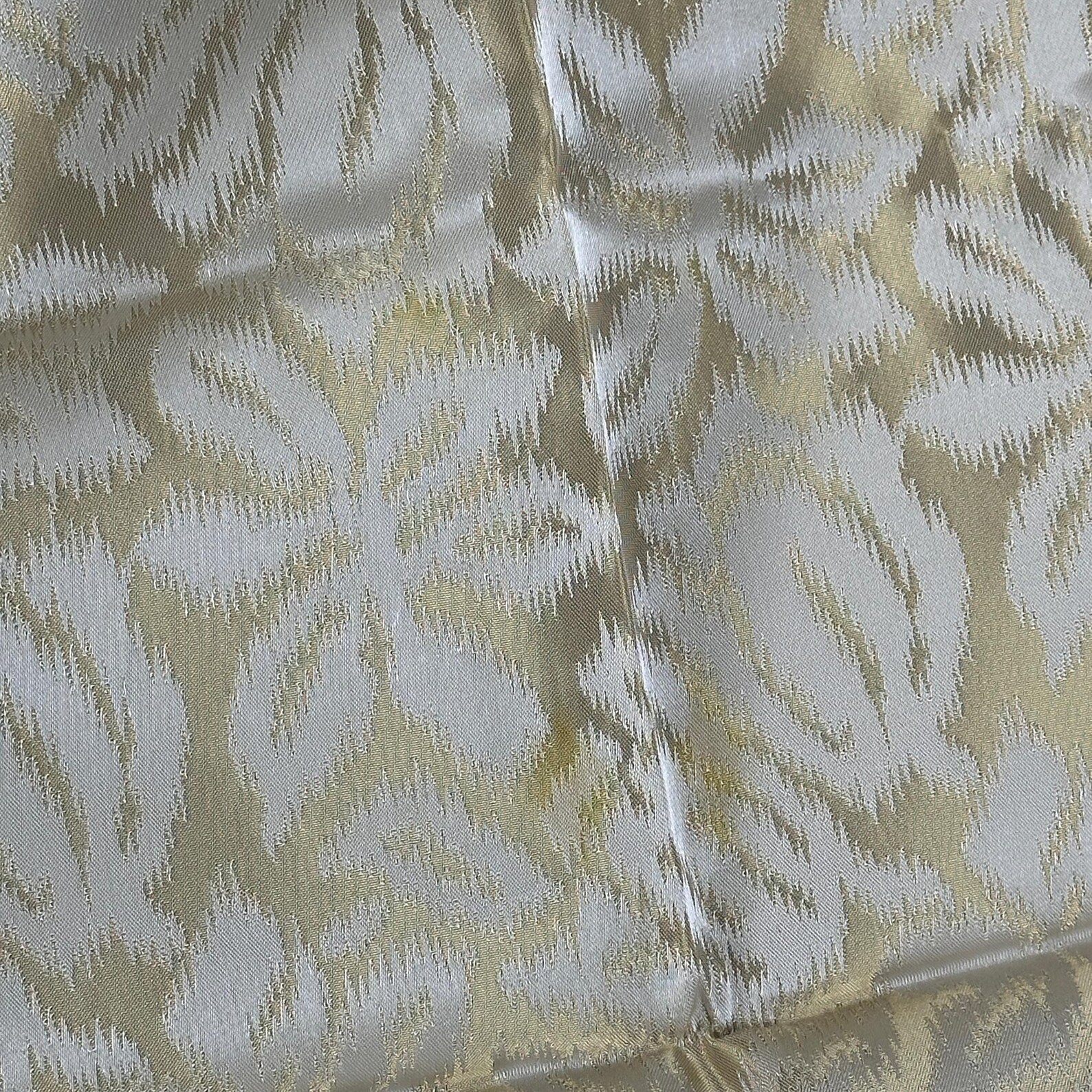 Vintage Mid-century Jacquard Fabric- Golden Yellow & Silvery White ...