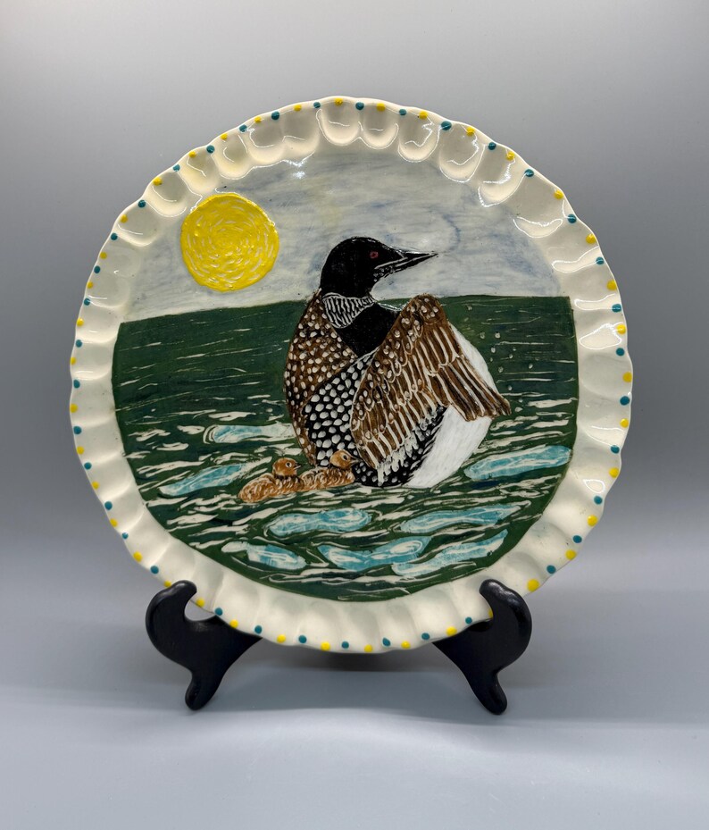 Loon With Babies Plate - Etsy