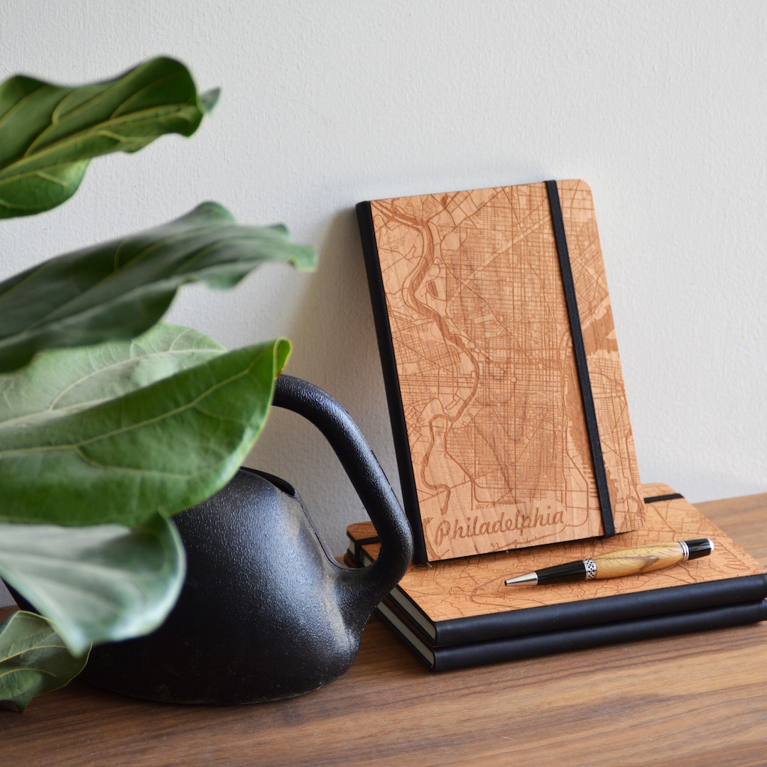 Custom City Map Journal - Wood Notebook - Choose Any City or Town - Etsy