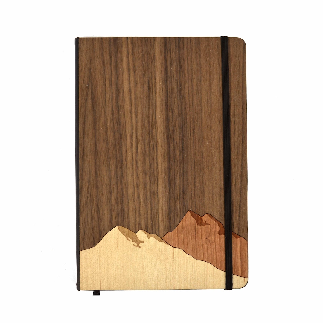 Personalized Mountain Wood Journal: Engraved Notebook, USA Made (5x8 ...