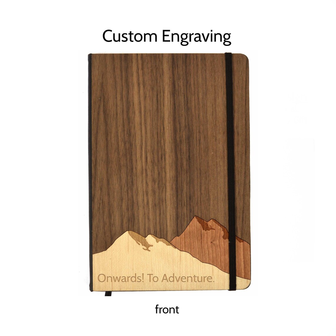 Personalized Mountain Wood Journal: Engraved Notebook, USA Made (5x8 ...