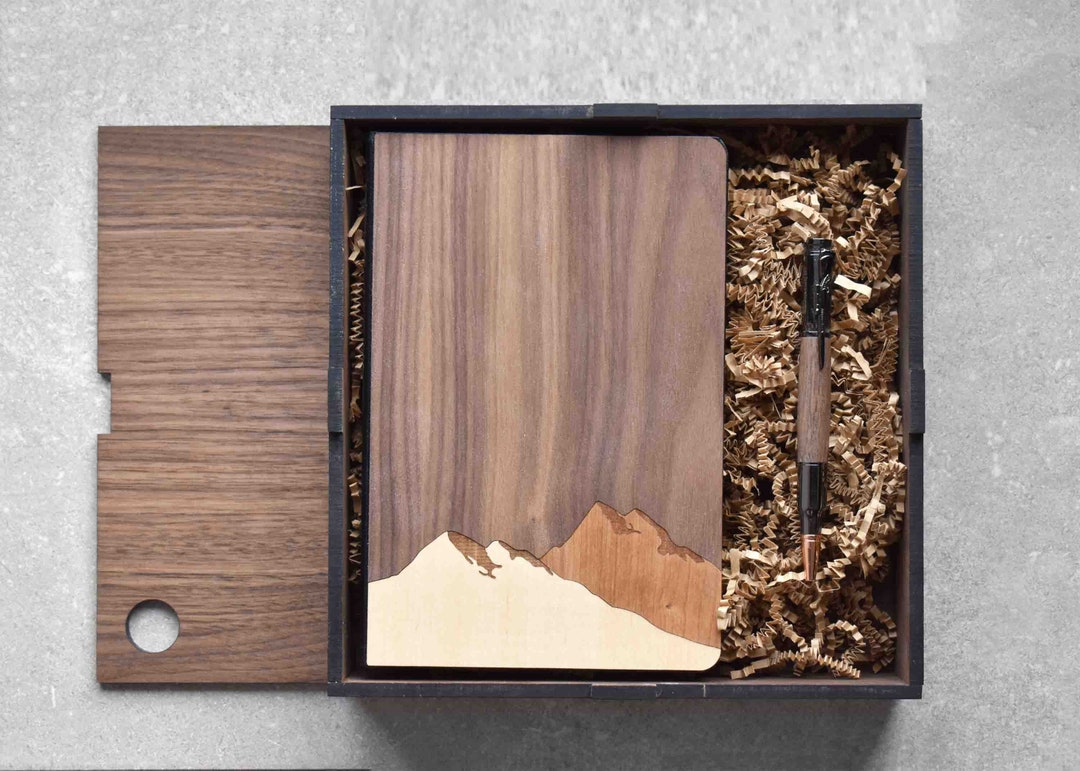 Handcrafted Black Walnut Gift Set: Wooden Pen, Journal & Box - Etsy