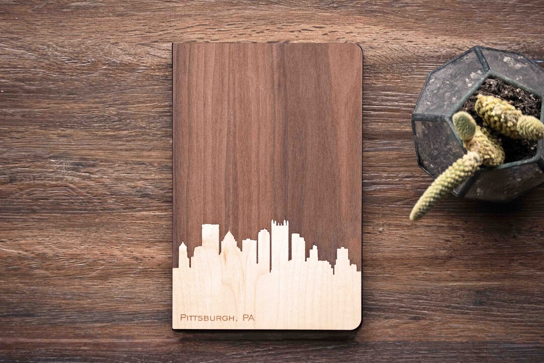 Personalized City Skyline Wood Notebook | 5" X 8" | Wooden Journal ...