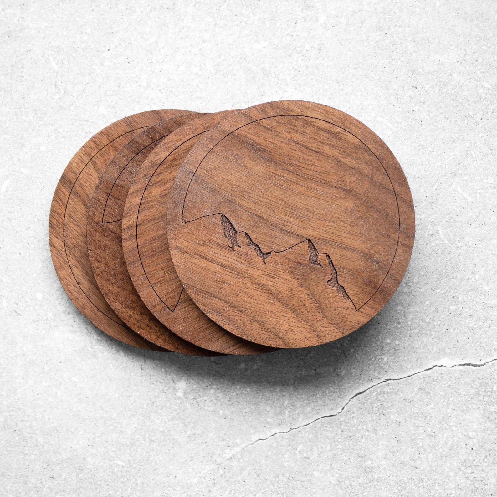 Handcrafted Mountain Wood Coasters: American Cherry Set of 4 - Etsy