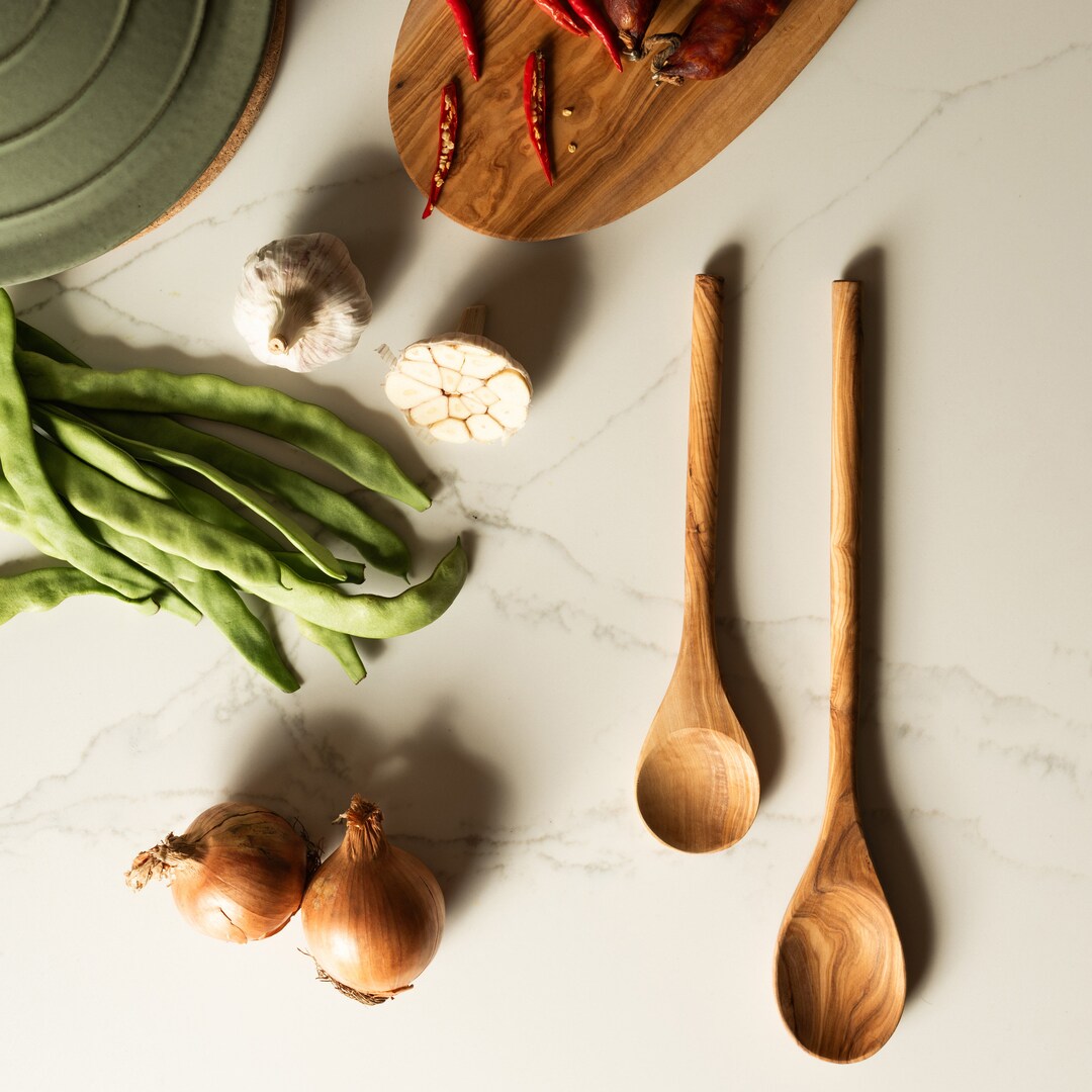 Traditional Olive Wood 25cm Serving Spoon - Etsy