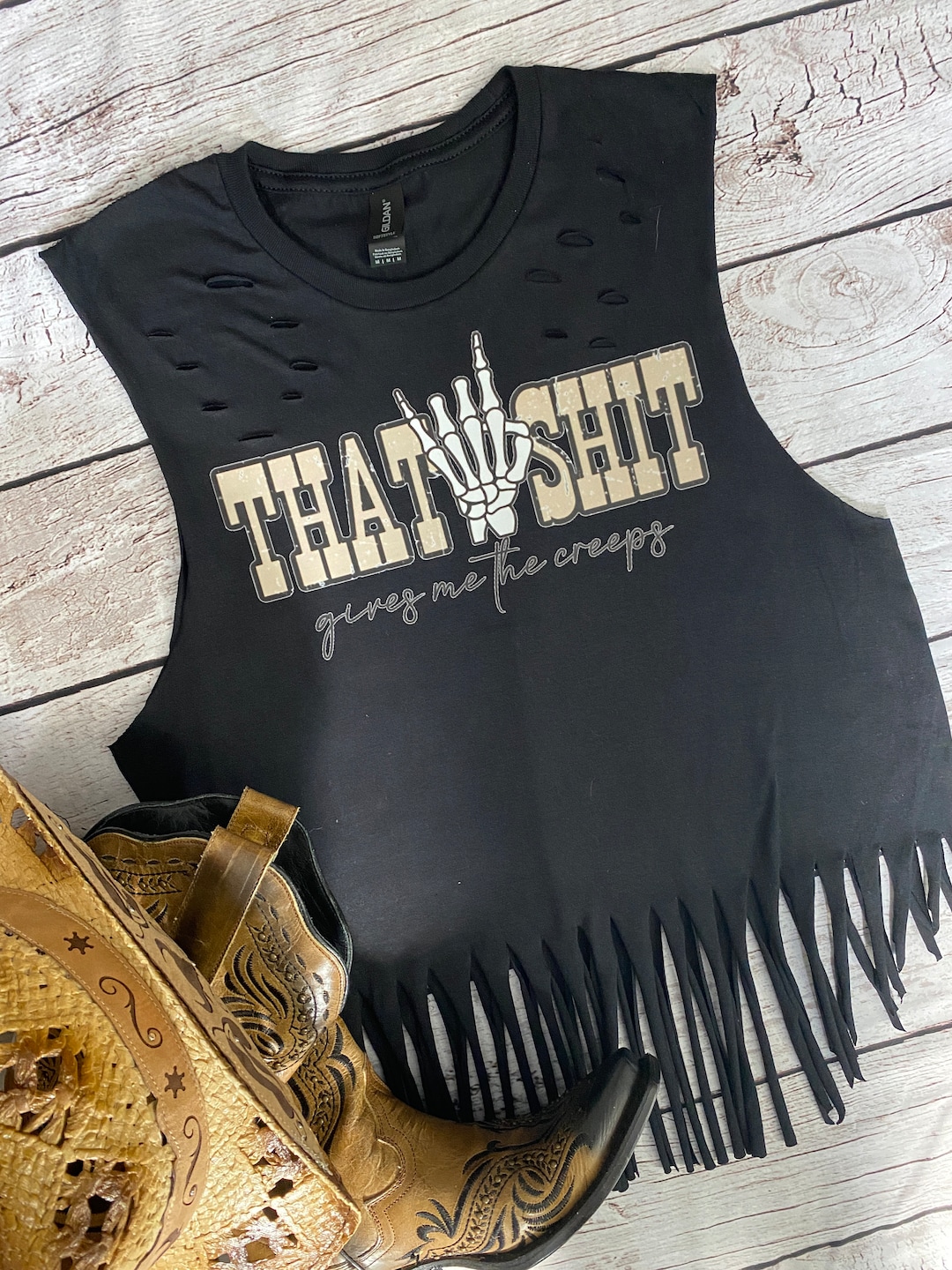 Country Music Fringe Tank Top | Sleeveless Western Tee | Country ...