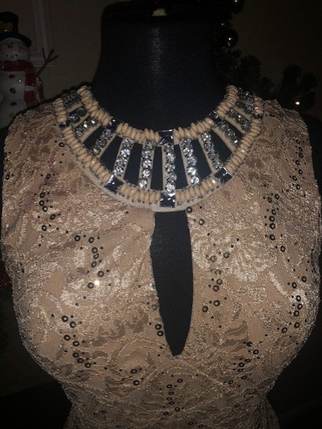 Golden Lace Keyhole Formal Dress - Etsy