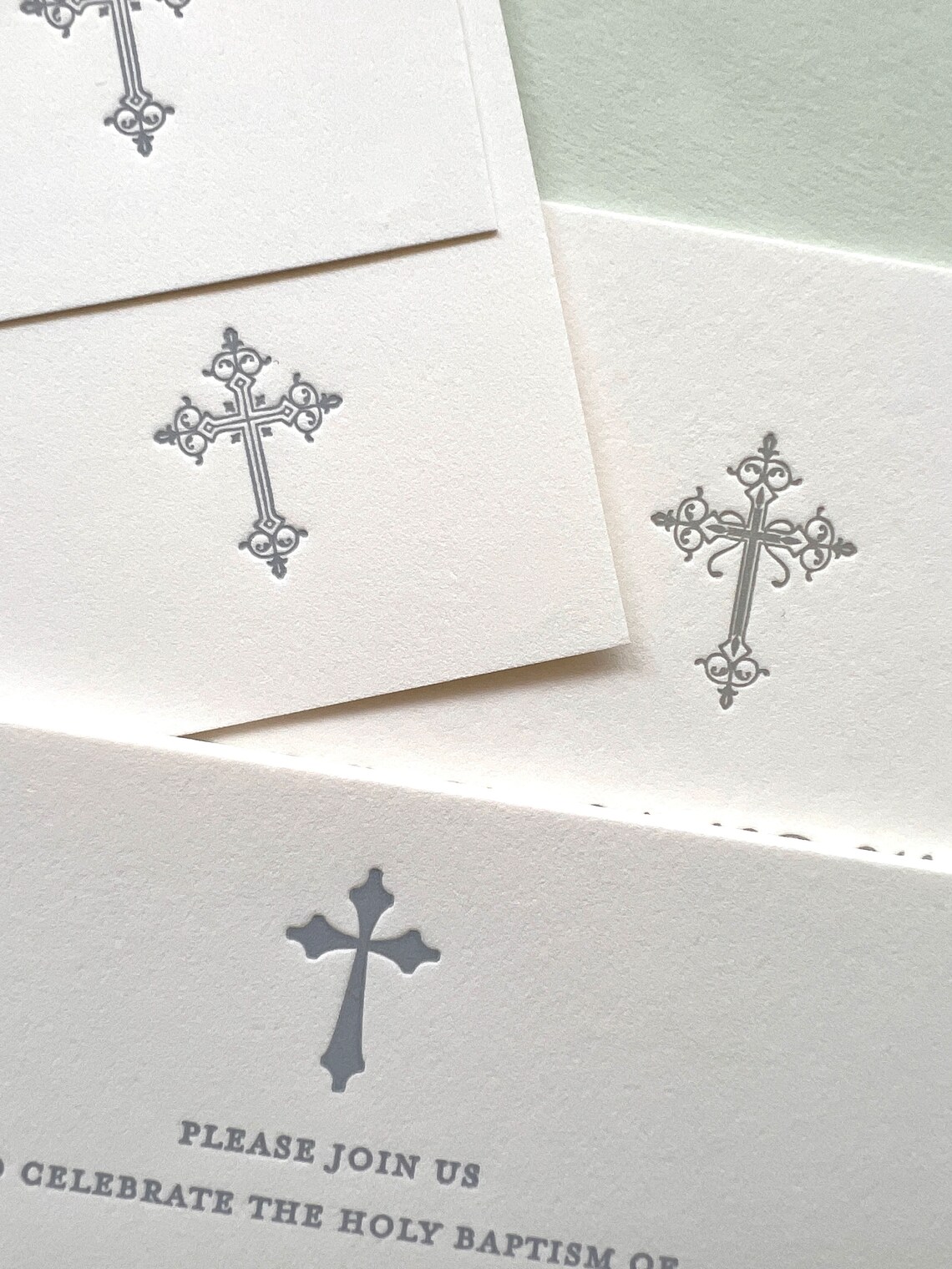 Letterpress Baptism, Christening, Communion Invitations With Blank ...