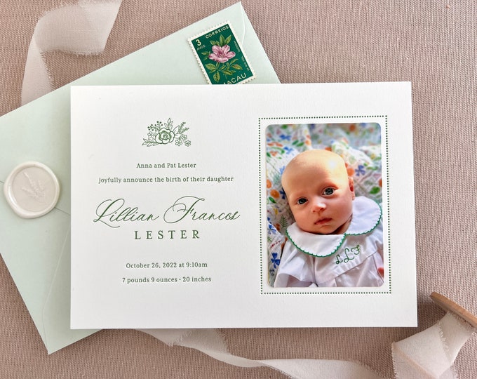 Letterpress Birth Announcement Photo Card - Etsy