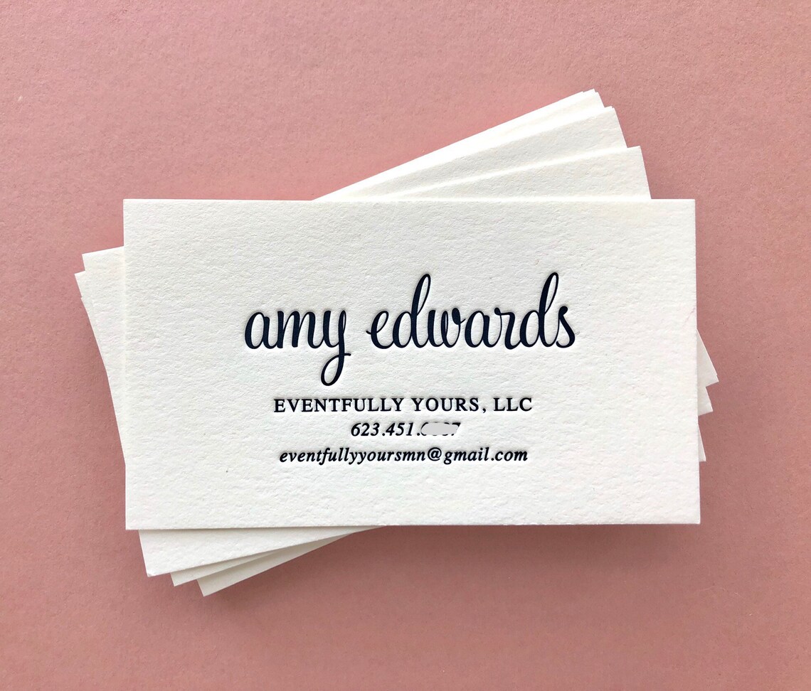 Letterpress Business Cards, Calling Card, Custom, Calligraphy ...