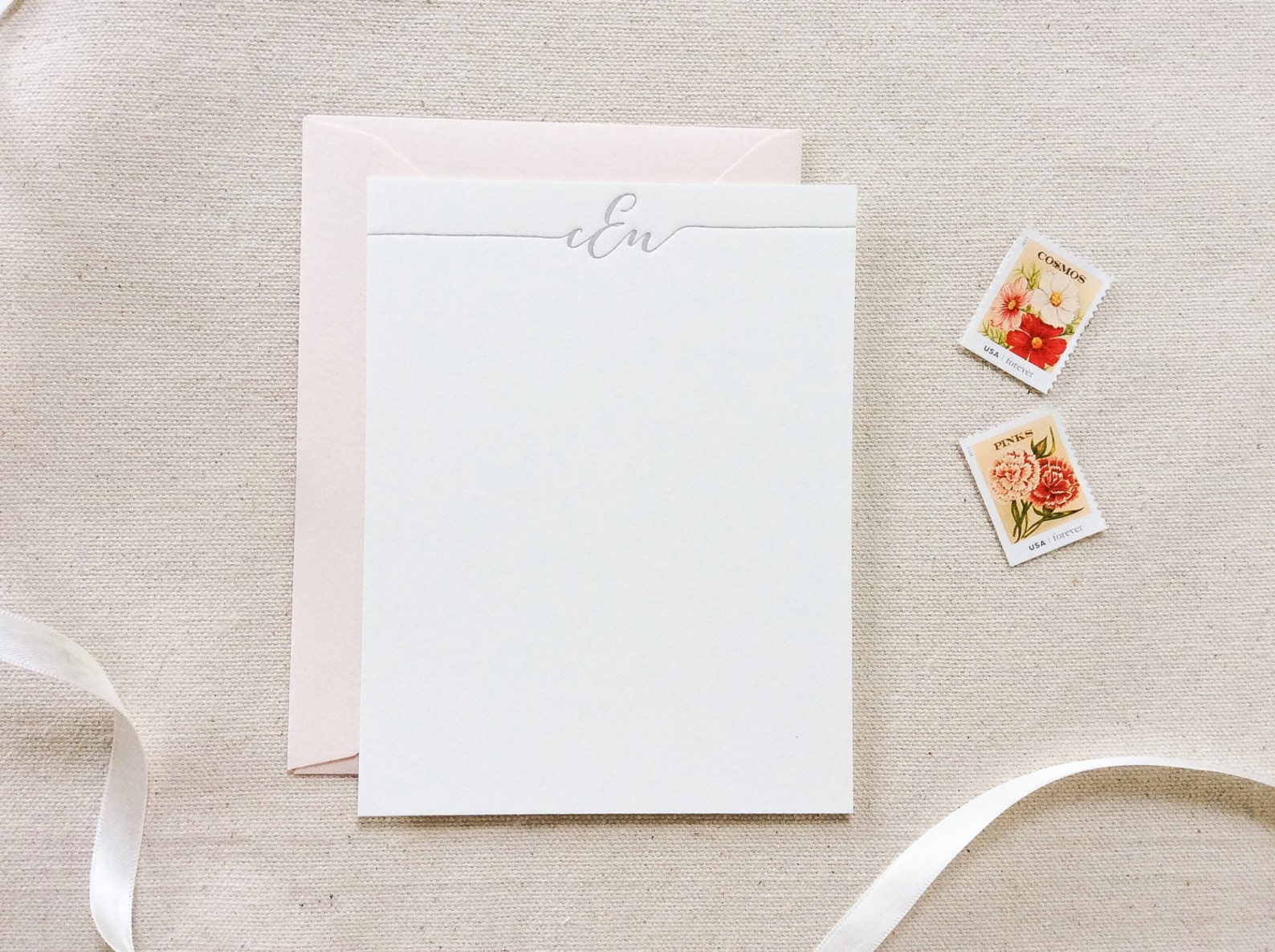 Letterpress Calligraphy Monogram Personalized Stationery Set | Etsy