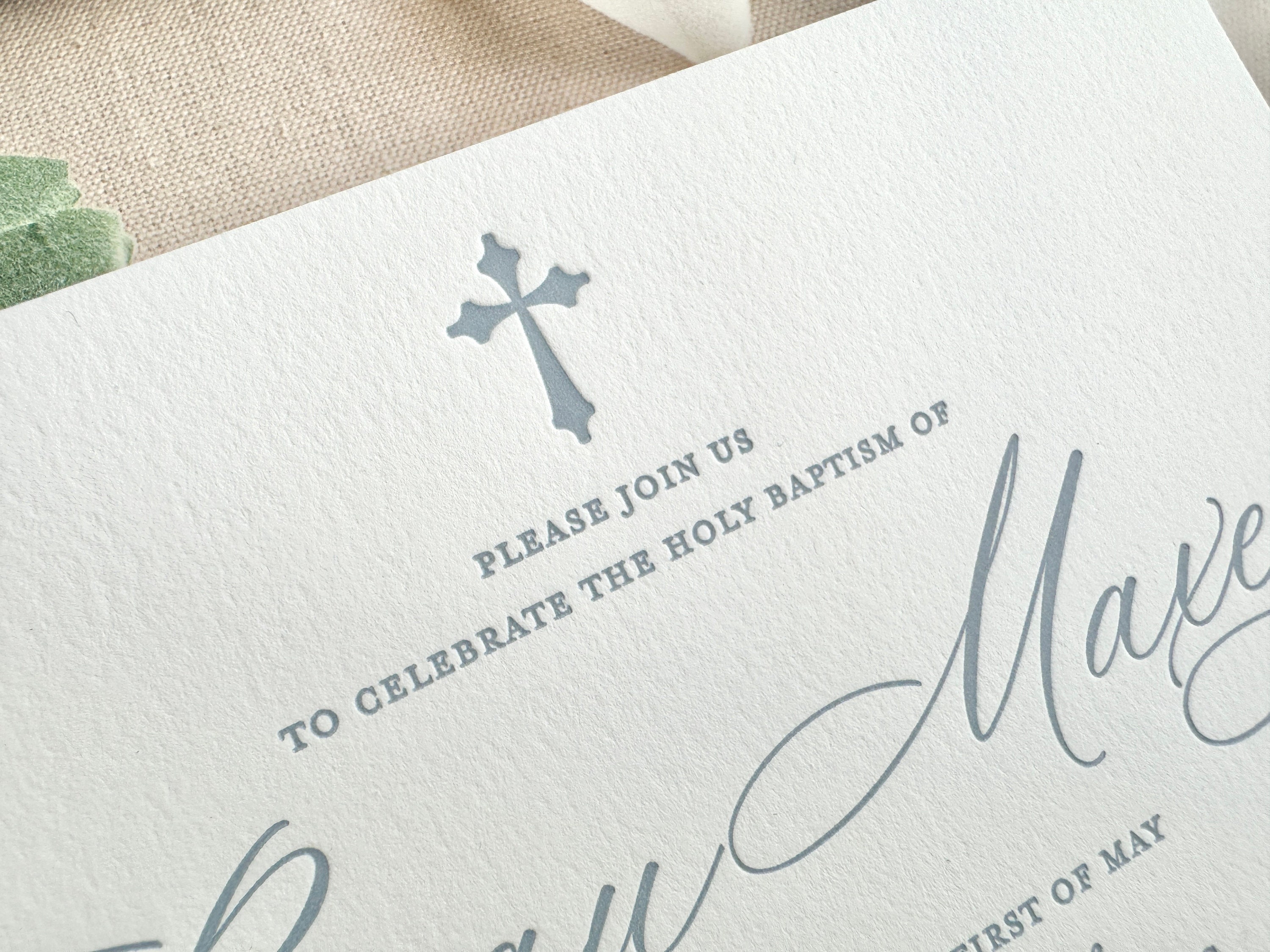Letterpress Baptism, Christening, Communion Invitations With Blank ...