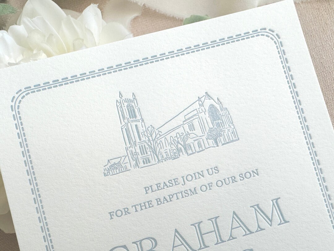 Letterpress Baptism, Christening, Communion Invitations With Blank ...