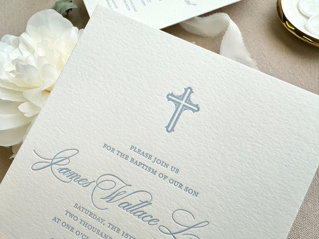 Letterpress Baptism, Christening, Communion Invitations With Blank ...