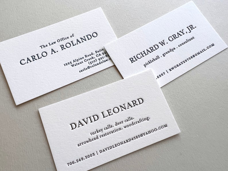 Letterpress Business Cards Calling Card Craftsman Small - Etsy